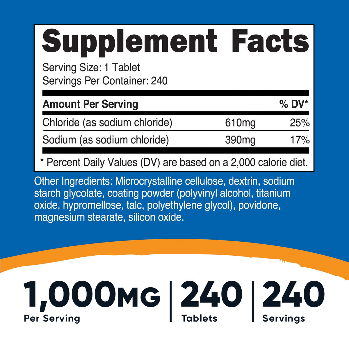 Nutricost Sodium Chloride Tablets – eSupplements.com